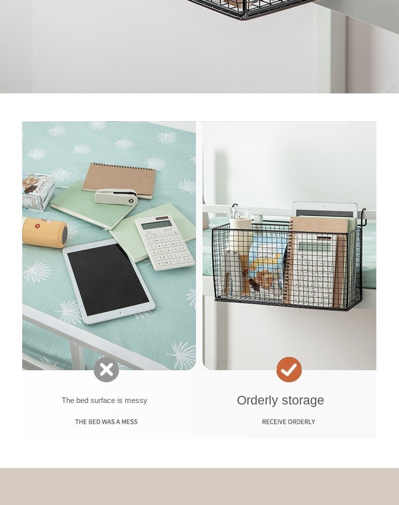 Bedside Storage Hanging Rack Dormitory Storage Hanging Shelf Bedside Iron Storage Bag | Shopee ...