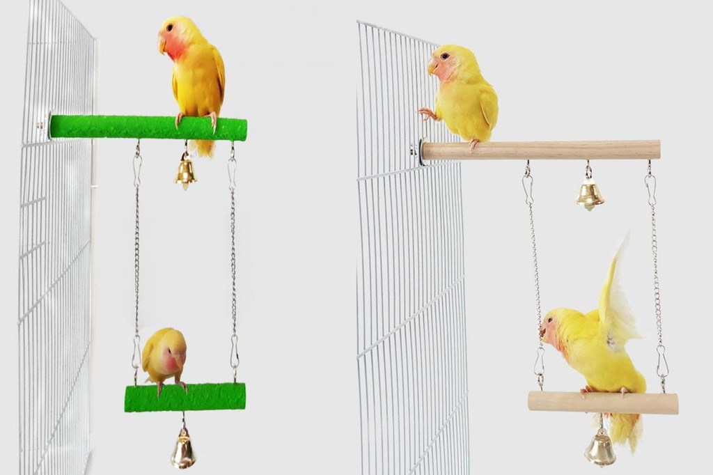 mooncute| Parrot Standing Bar Fun Swinging Bird Perch Natural Wood Bird ...