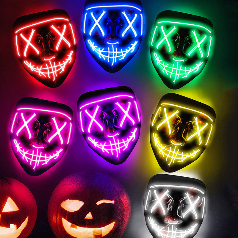 LED Light Up Halloween Festival Mask Disguise Luminous Glowing Mask ...