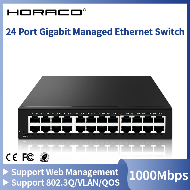 HORACO 24 Port Gigabit Managed Switch 1000M Smart Ethernet Network ...