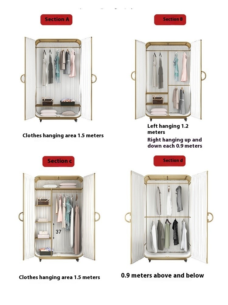Light Mather European Wardrobe Wrought Iron Luxury Small Wardrobe ...