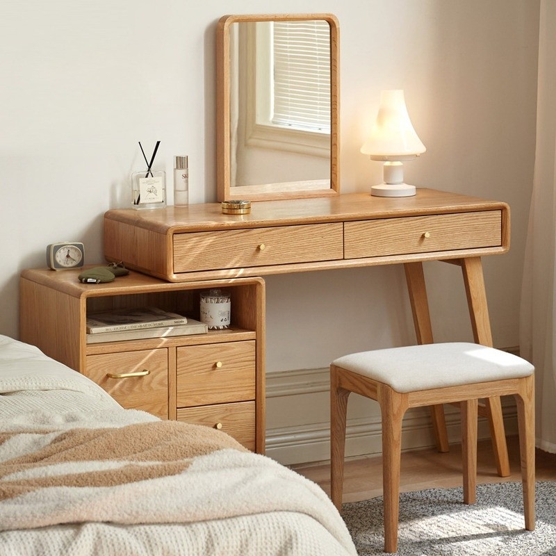 Solid Wood Dressing Table Integrated Type Simple Oak Makeup Table ...