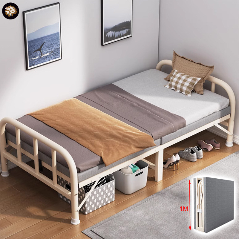 UAQ Foldable Bed Single Double Bed/Bed Frame with Topper/Ready To Use ...