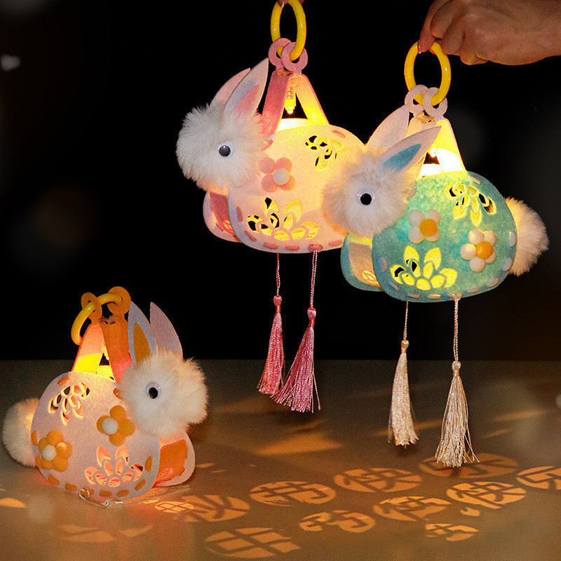 Moon Rabbit Lantern Kit Handcrafted Diy Glowing Flower Lanterns Mid ...