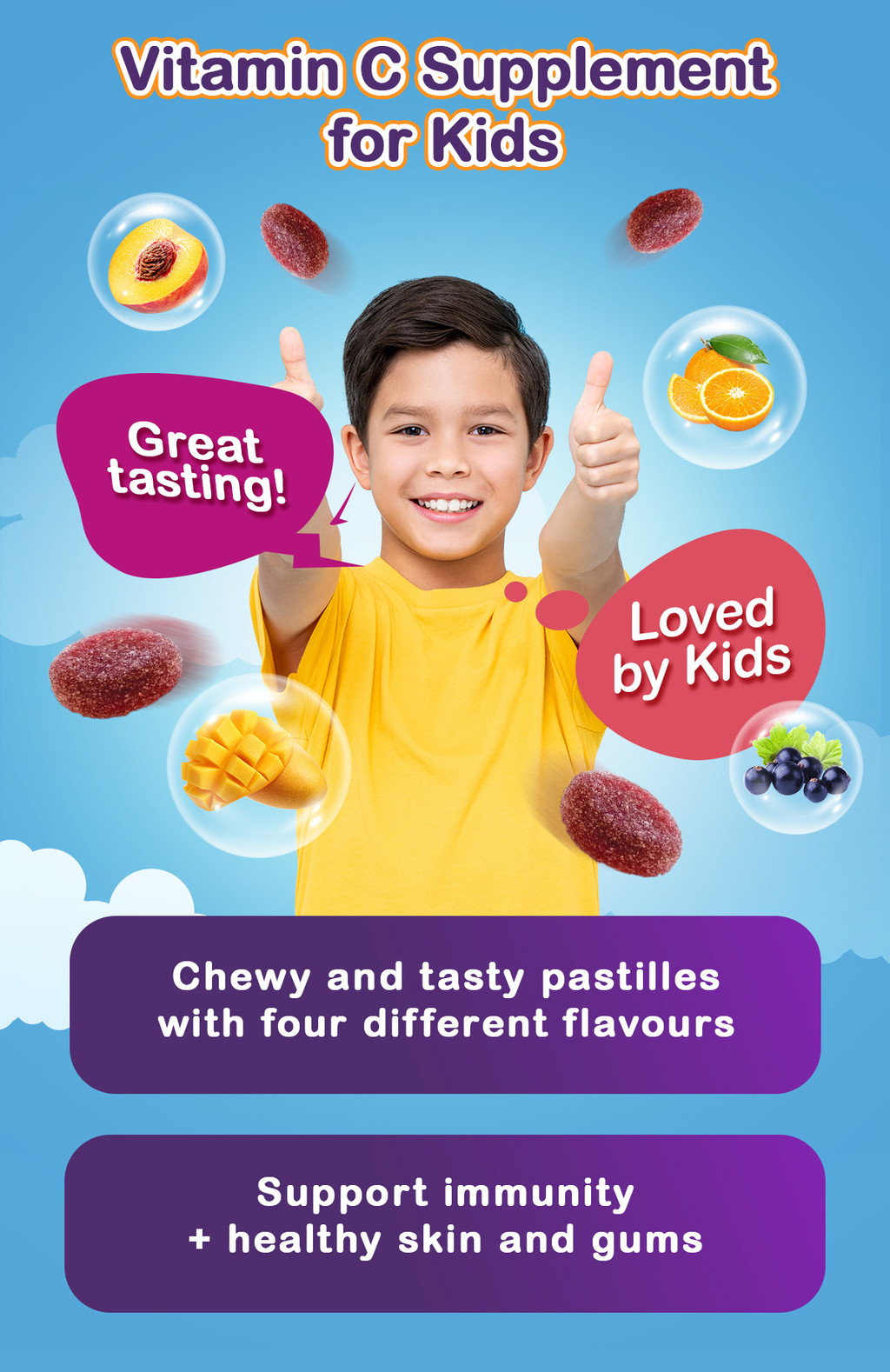 SCOTT'S Vitamin C Pastilles Supplement for Children, Support Immunity ...