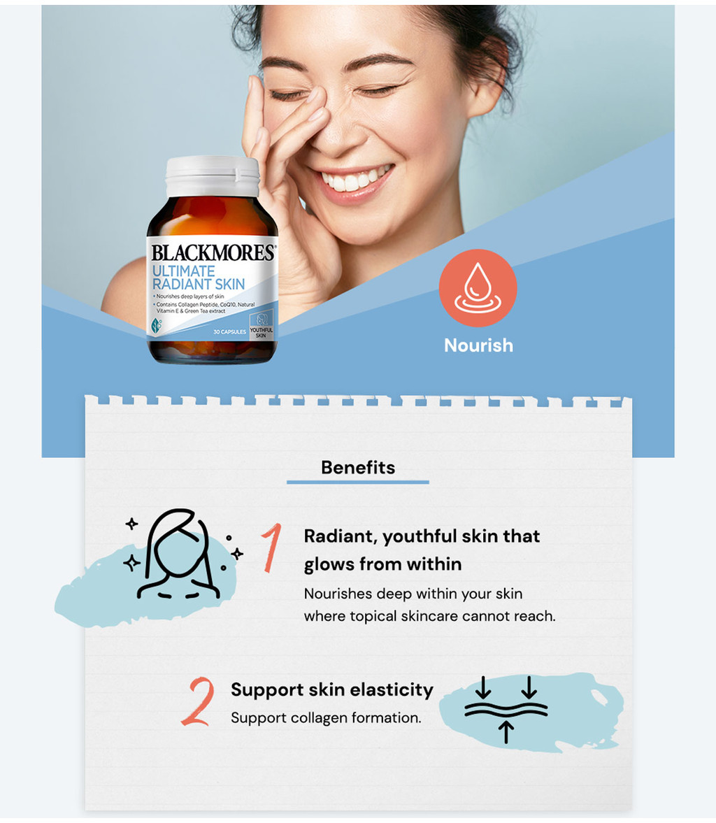 Blackmores Ultimate Radiant Skin (30s) – Reduces Fine Lines & Nourishes ...