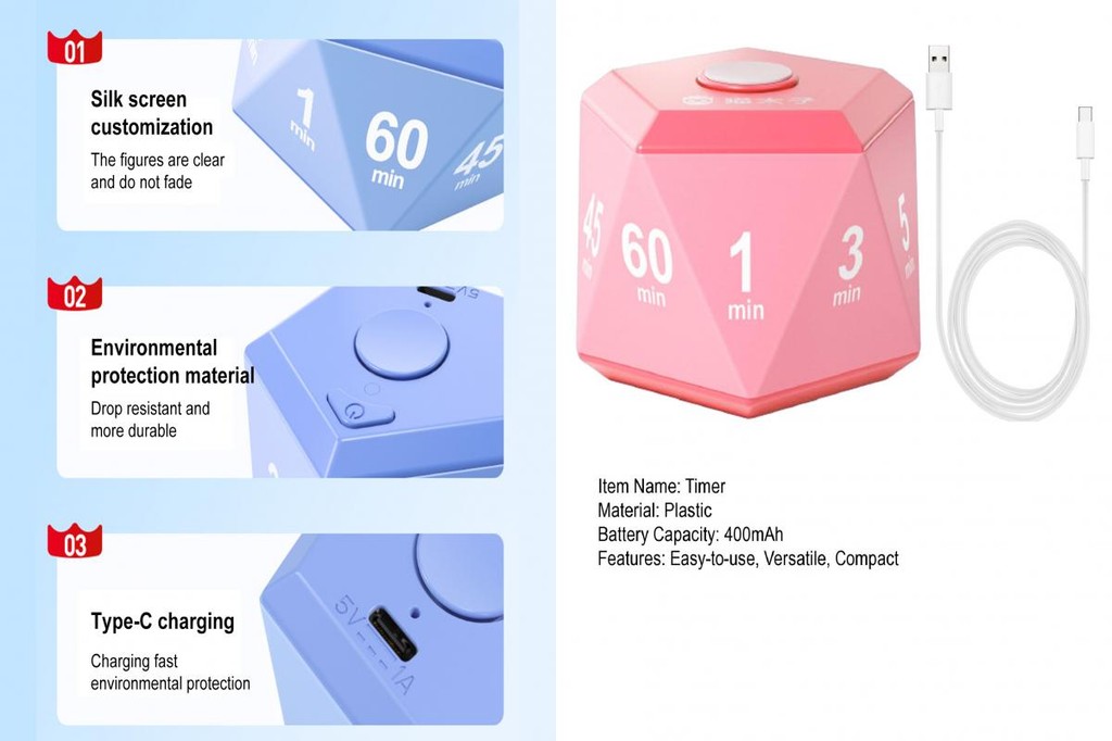 Easy-to-use Countdown Timer 3-color Lights Timer Portable Rotating ...