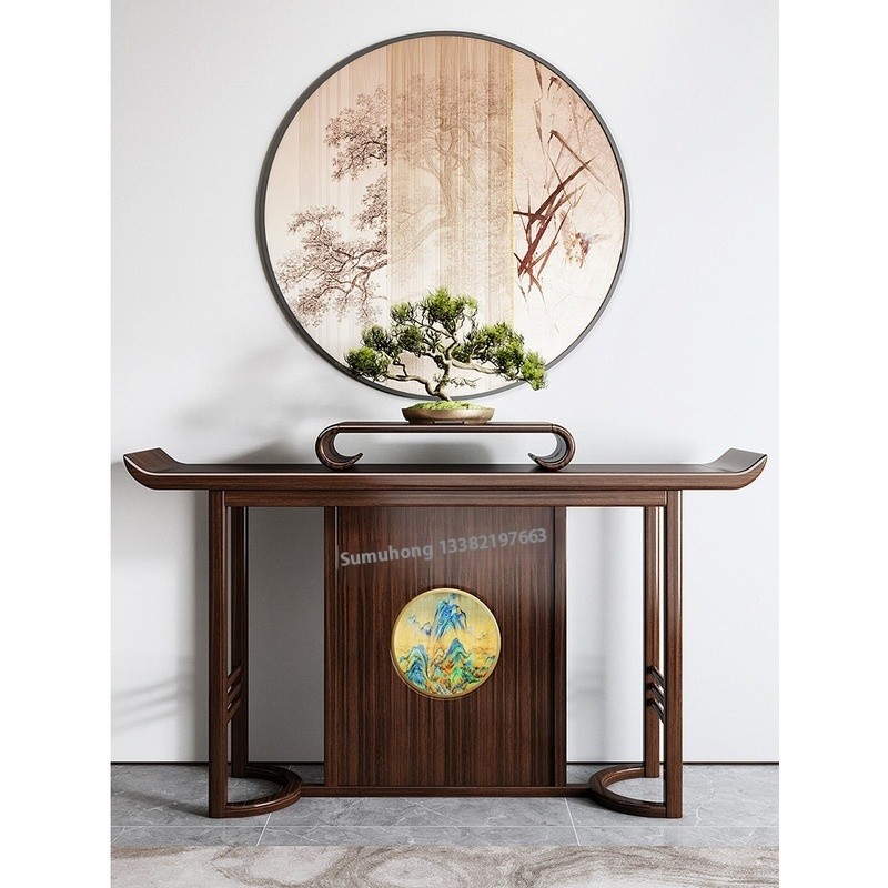 Entrance Table Style New Chinese Foyer Table With Black Gold Wooden ...