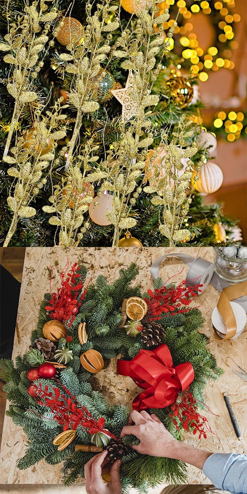 1/3Pcs Christmas Artificial Berry Bouquet - DIY Wreath Xmas Tree ...