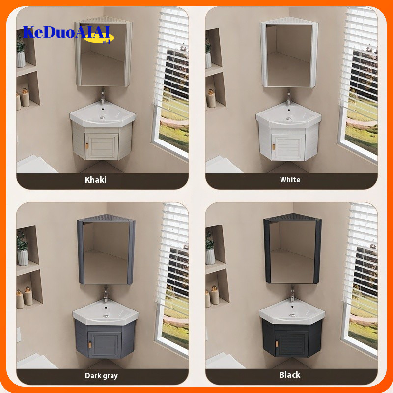 Cabinet Small-Sized Vanity Corner Triangle Bathroom Cabinet Wall ...