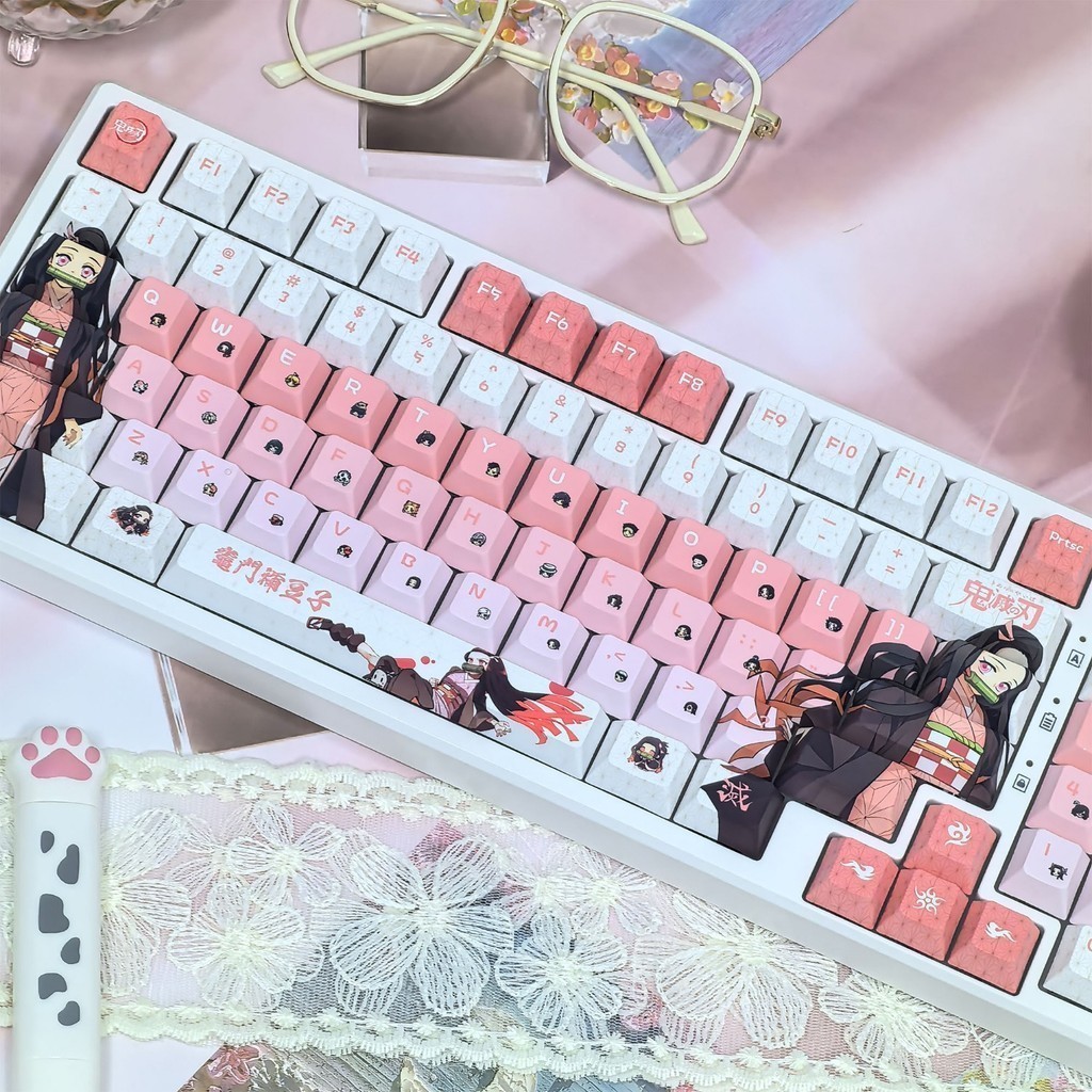 Demon Slayer Kamado Nezuko Keycap Cherry Profile PBT Five-sided Dye ...
