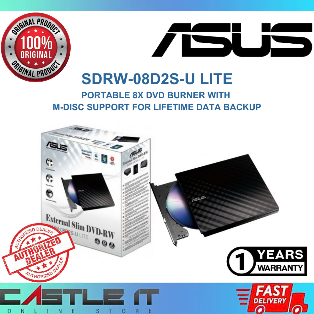 ASUS SDRW-08D2S-U LITE SDRW-08U9M Ultra Slim 8X Portable External USB ...