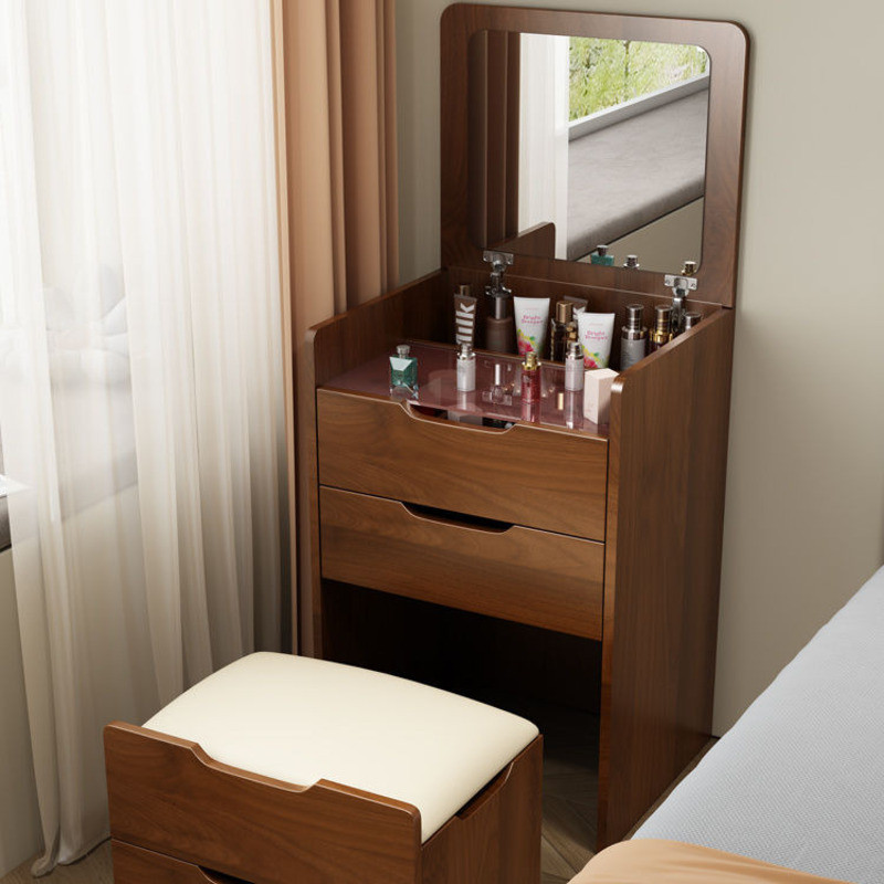 Solid Wood Dressing Table Small Bedside Storage Cabinet Simple Folding ...