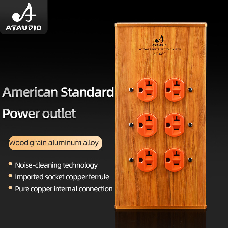 Hifi Audio Power Socket Wood Grain Aluminum Alloy US Standard Version 6 ...