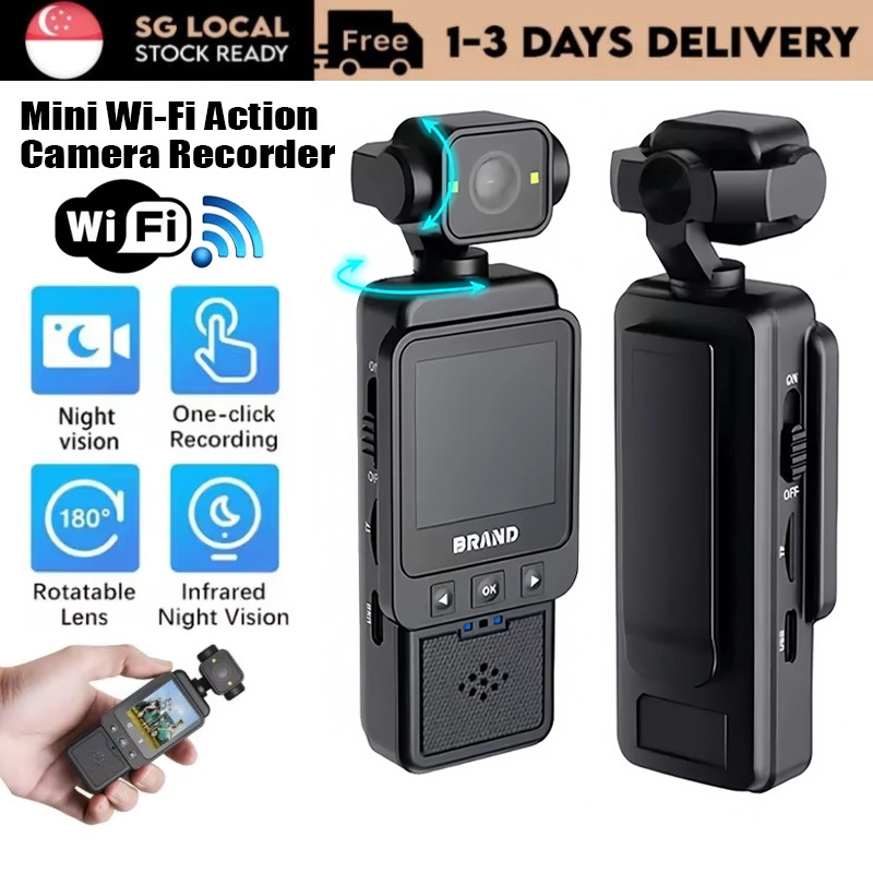 【SG】Mini 4K 1080P WiFi Action Camera 180° Rotatable Lens HD Wireless ...