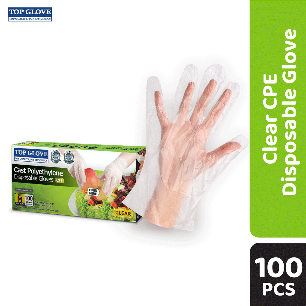 Top Glove Food Handling CPE Disposable Glove, Clear |100 Pcs Per Box ...