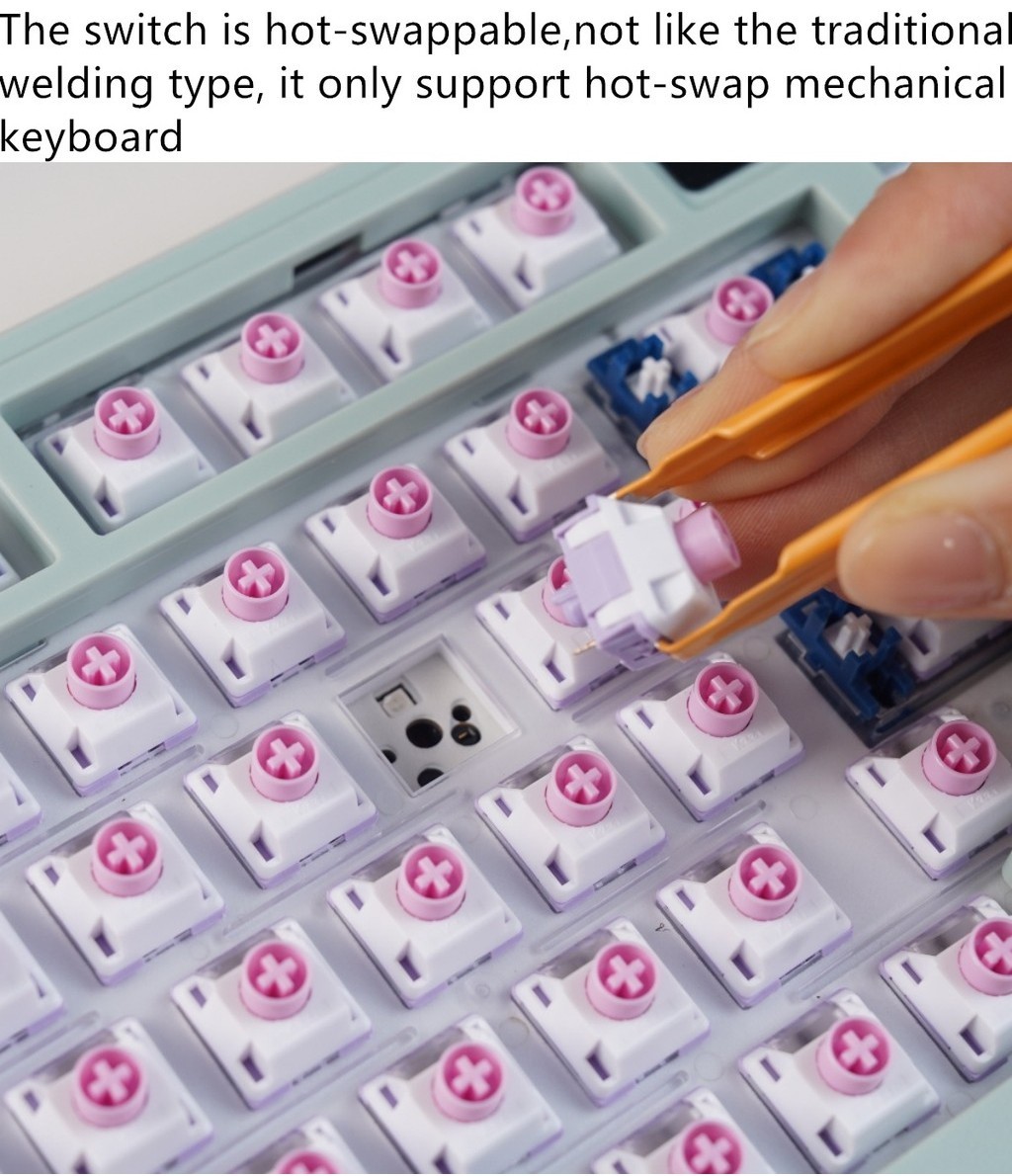 Jerrzi Cream Strawberry Linear Switches 5pin Hot Swappable MX Switch with Light Guide Pre-Lubed ...