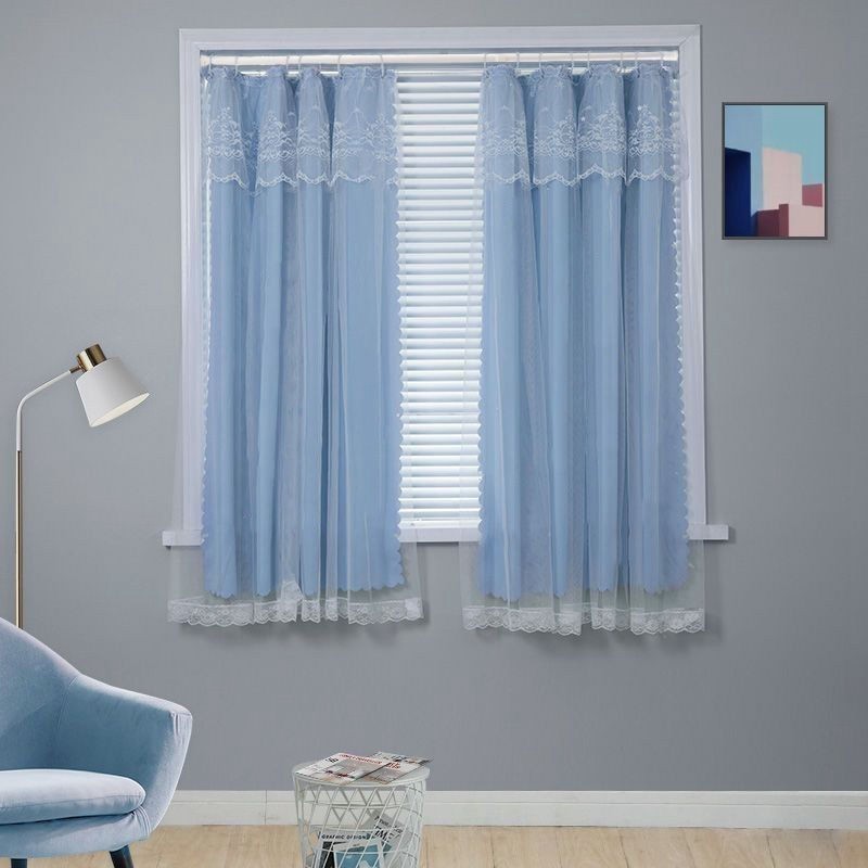 Ins Lace Curtain Solid Color Shading Window Curtains Simple Blackout ...