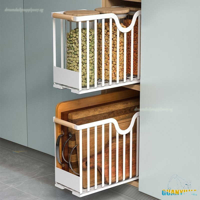 Pull Out Condiment Organizer Storage Rack Extremely Narrow Cabinet Deep ...