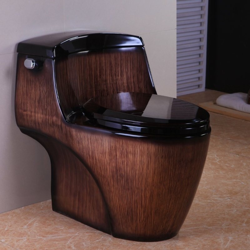 Toilet Bowl Wood Grain Premium Toilet With Siphon Type Integrated ...