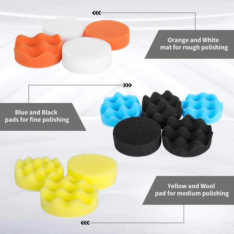 3/5/7inch Car Polishing Disc 8Pcs/Set Self-Adhesive Buffing Waxing ...
