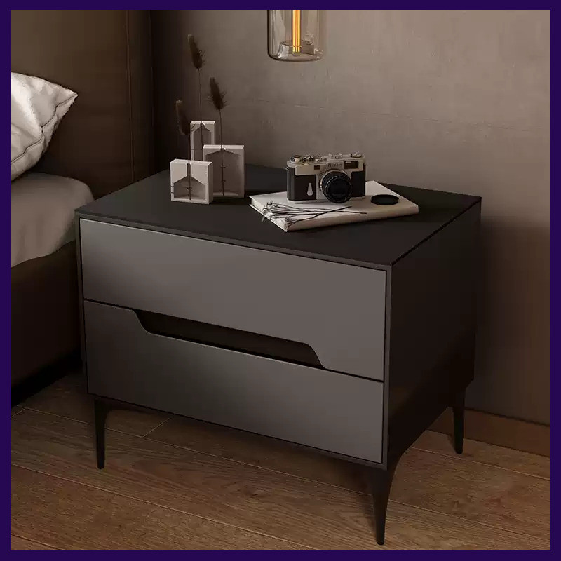 Pure Solid Wood Bedside Table High-end Rock Slate Bedside Cabinet ...