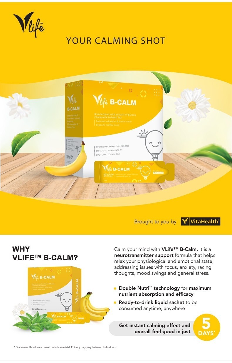 VLife B Calm [EXP 02-2026] - liquid sachet, Boost Mood, Relieve Anxiety, Relaxation, Vegan ...