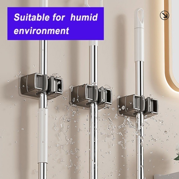 FEELING ️NEW ABS Mop Hook Holder,Mop Broom Holder Clip,Adhesive Wall ...