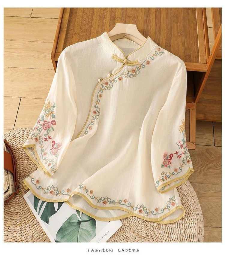 Chinese Style Top Hanfu Top Women's Shirt New Chinese Style Embroidered ...