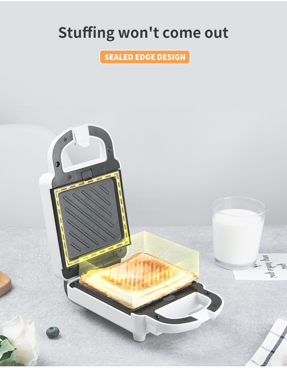 Simplus Sandwich Waffle Maker | 650W | Removable Plate | Overheat ...