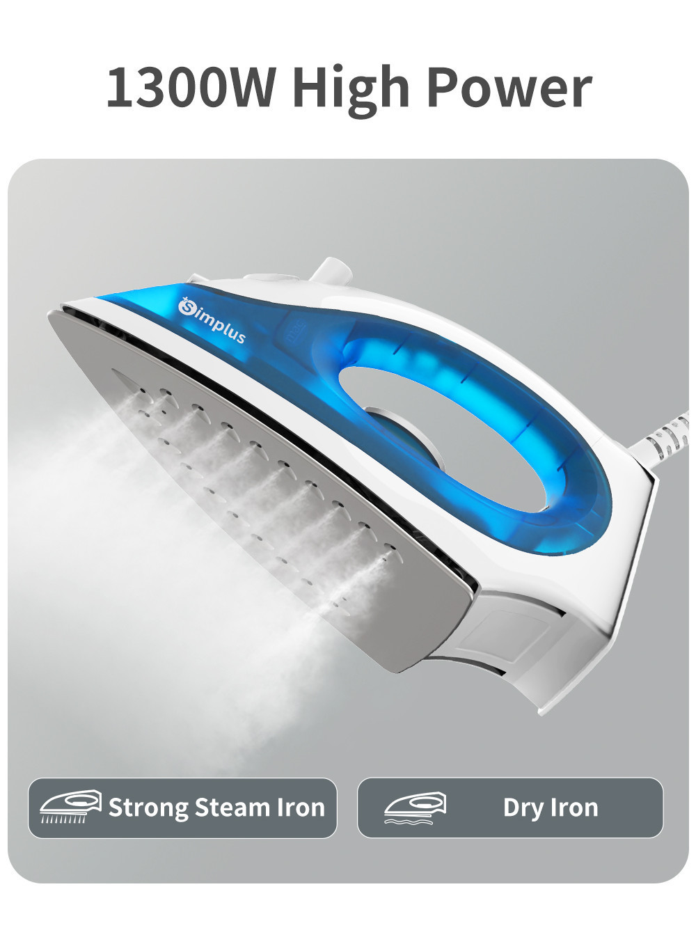 Simplus Electric Steam Iron Garment Steamer 110ml 1300W Portable ...