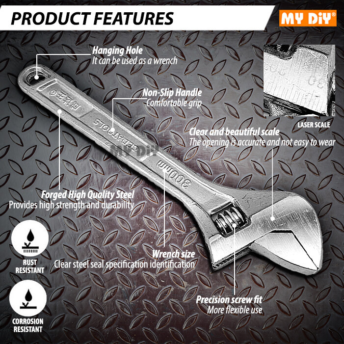 DIY Online4u - 6" 8" 10" 12” HIGH QUALITY ADJUSTABLE SPANNER WRENCH ...