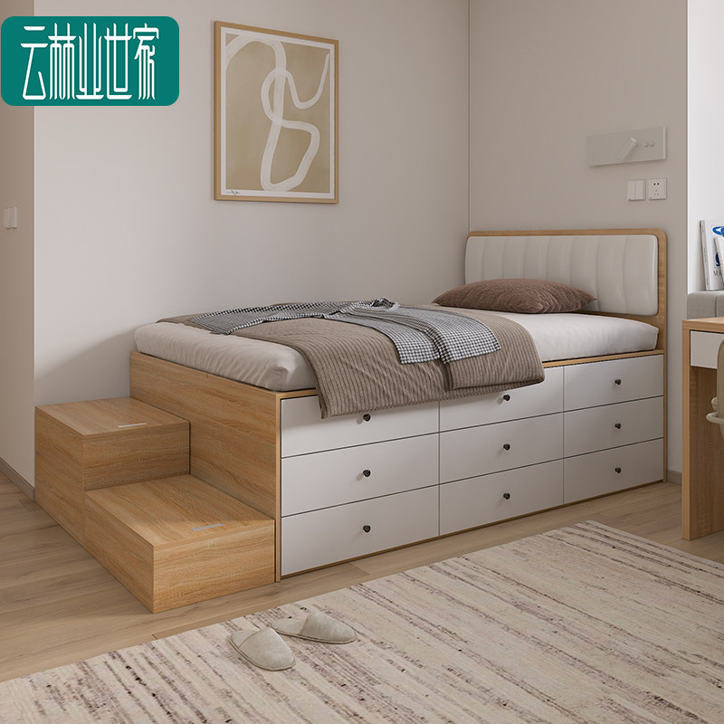 Small sized drawer bed storage high box storage bed tatami bed with ...