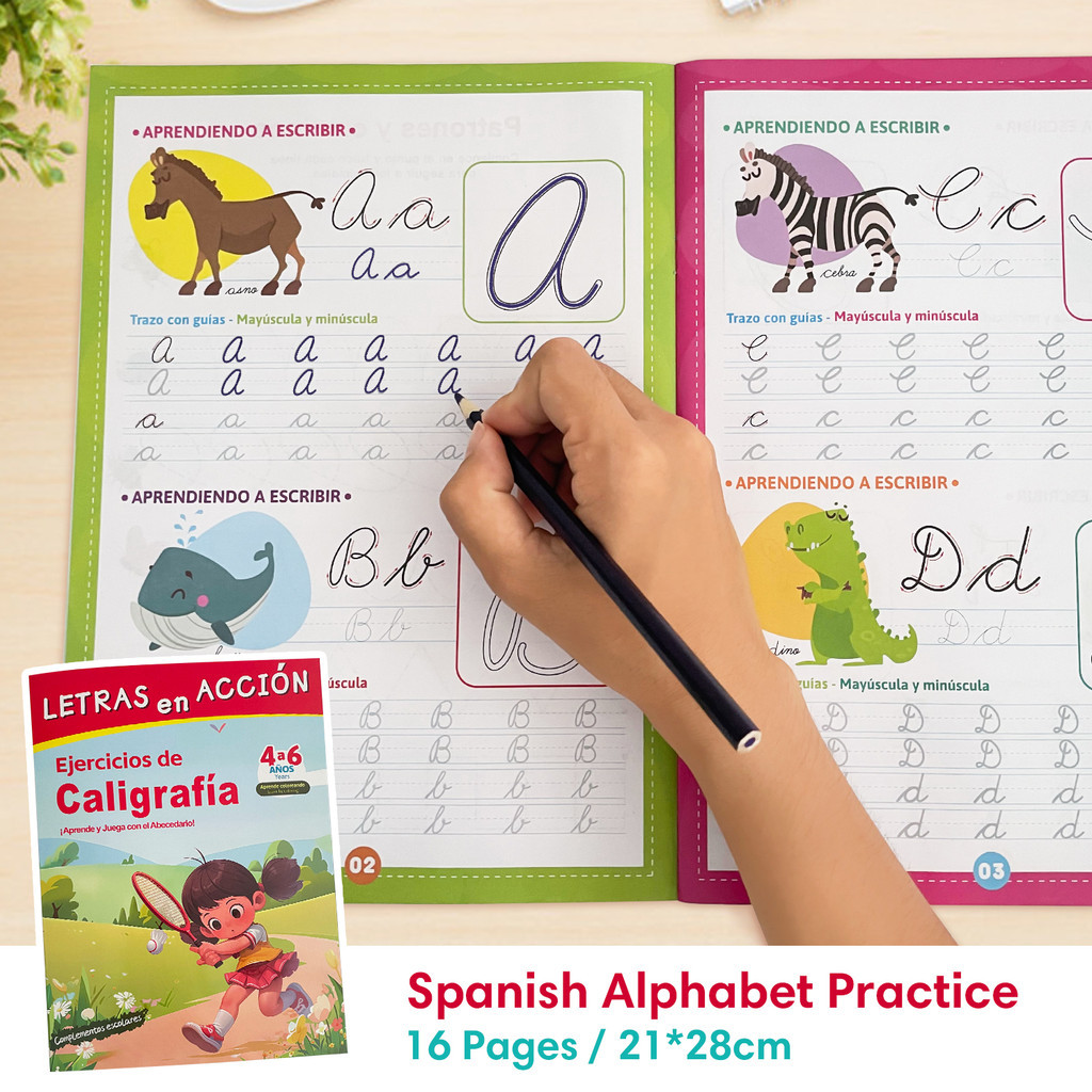 16 Pages Spanish Cursive Writing and Alphabet Workbooks for Kids ...