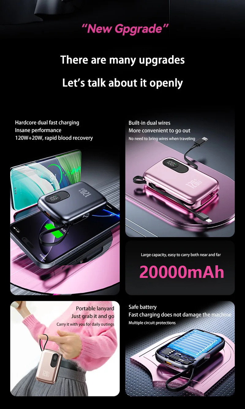 [SG Stock] CCC Power Bank 20000mah Powerbank Fast Charging Dual-Cable ...