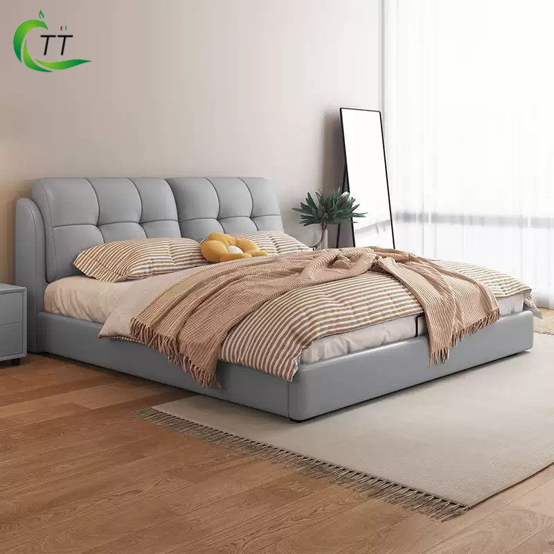 Modern Simple Double Soft-padded Bed For Master Bedroom With Leather ...