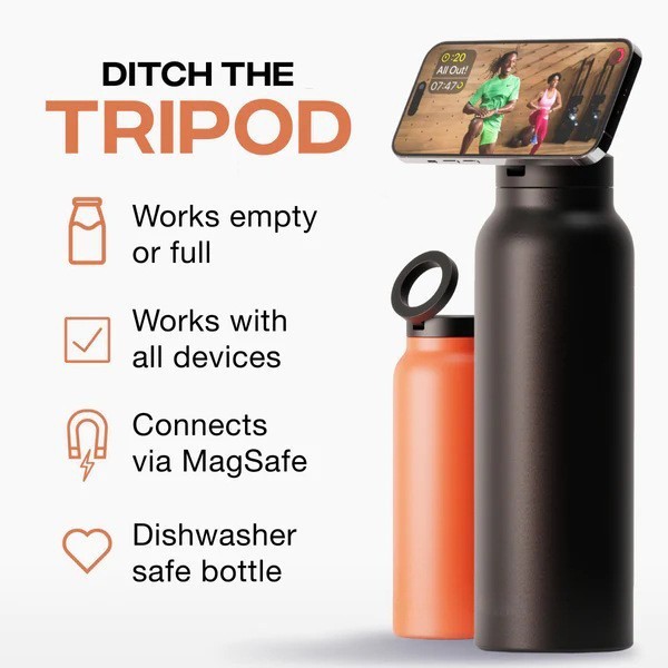 Ringo Magsafe Water Bottle | 710 ml / 24 oz Water Bottle | Magnetic Phone Holder | Insulated ...