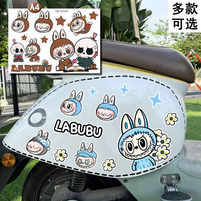Cute LABUBU LABUBU Electric Car Sticker Pop Mart Unique Car Sticker ...