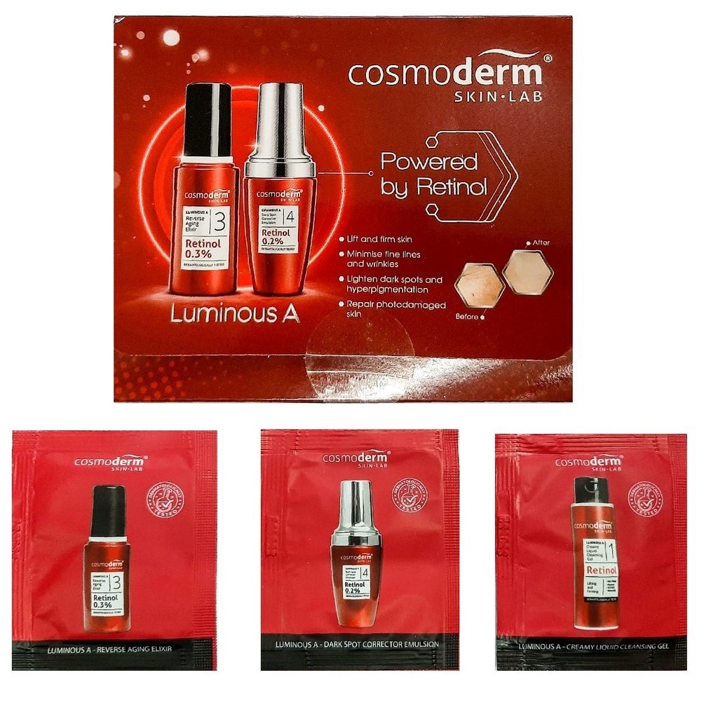 Cosmoderm Luminous A Sample (Creamy Cleansing Gel 5ml, Reverse Aging ...