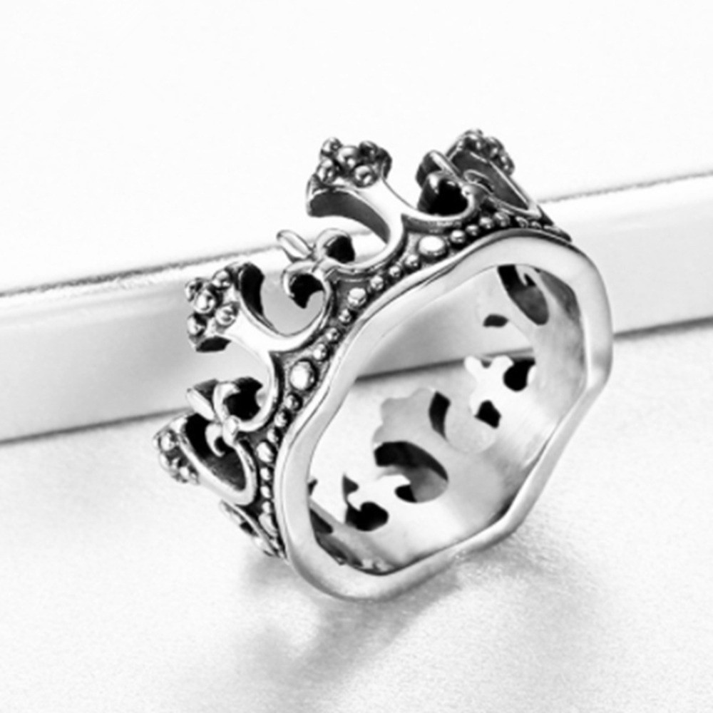 Gothic Antique Cross Royal Knight King Crown Ring , Men's Stainless ...