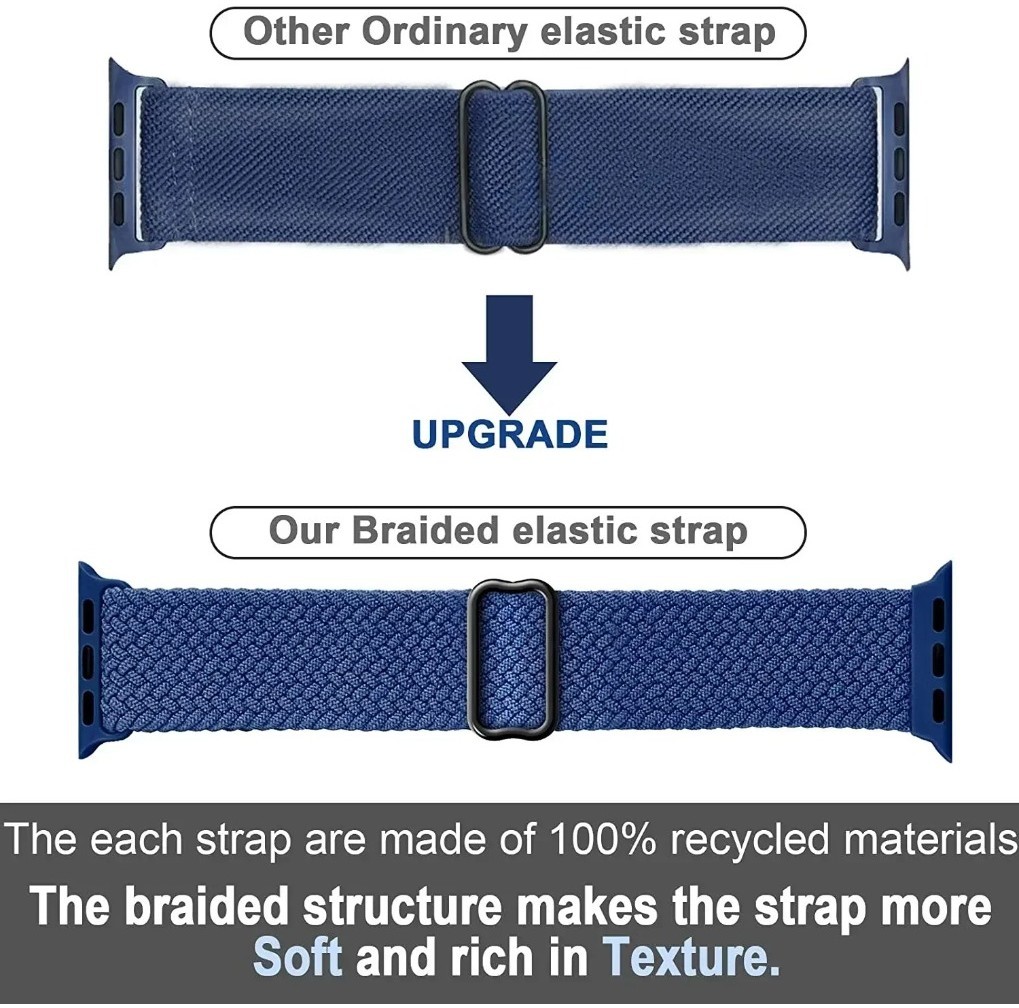 Elastic Nylon strap Braided Solo Loop bracelet compatible For Apple ...