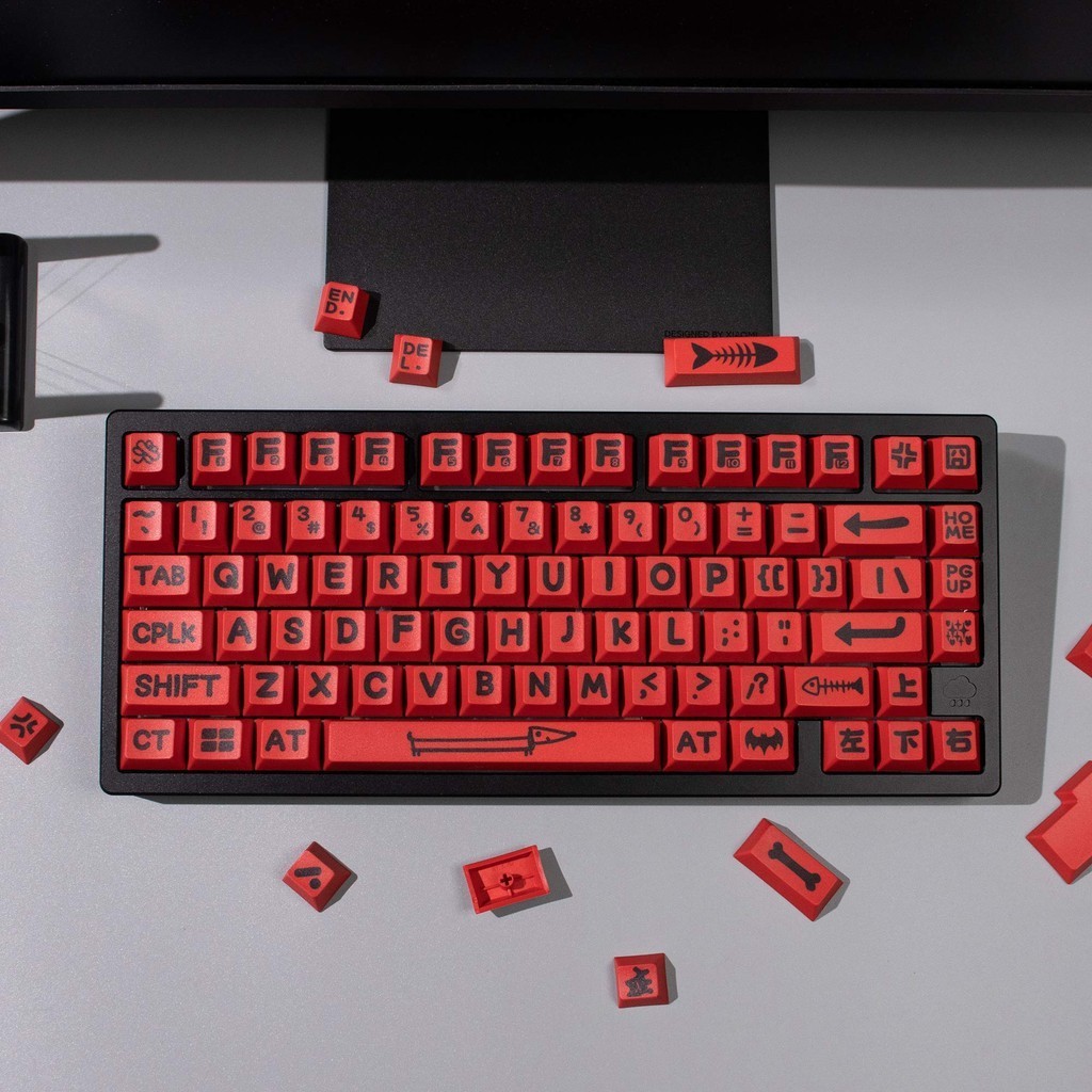 Animal Party Red Keycaps Big Font thickness 1.7mm PBT Cherry profile ...