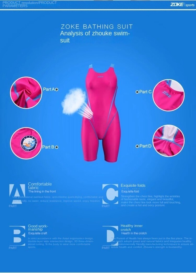 Zoke Competitive Swimsuit Fastskin Raining Porfessional Racing Knee ...