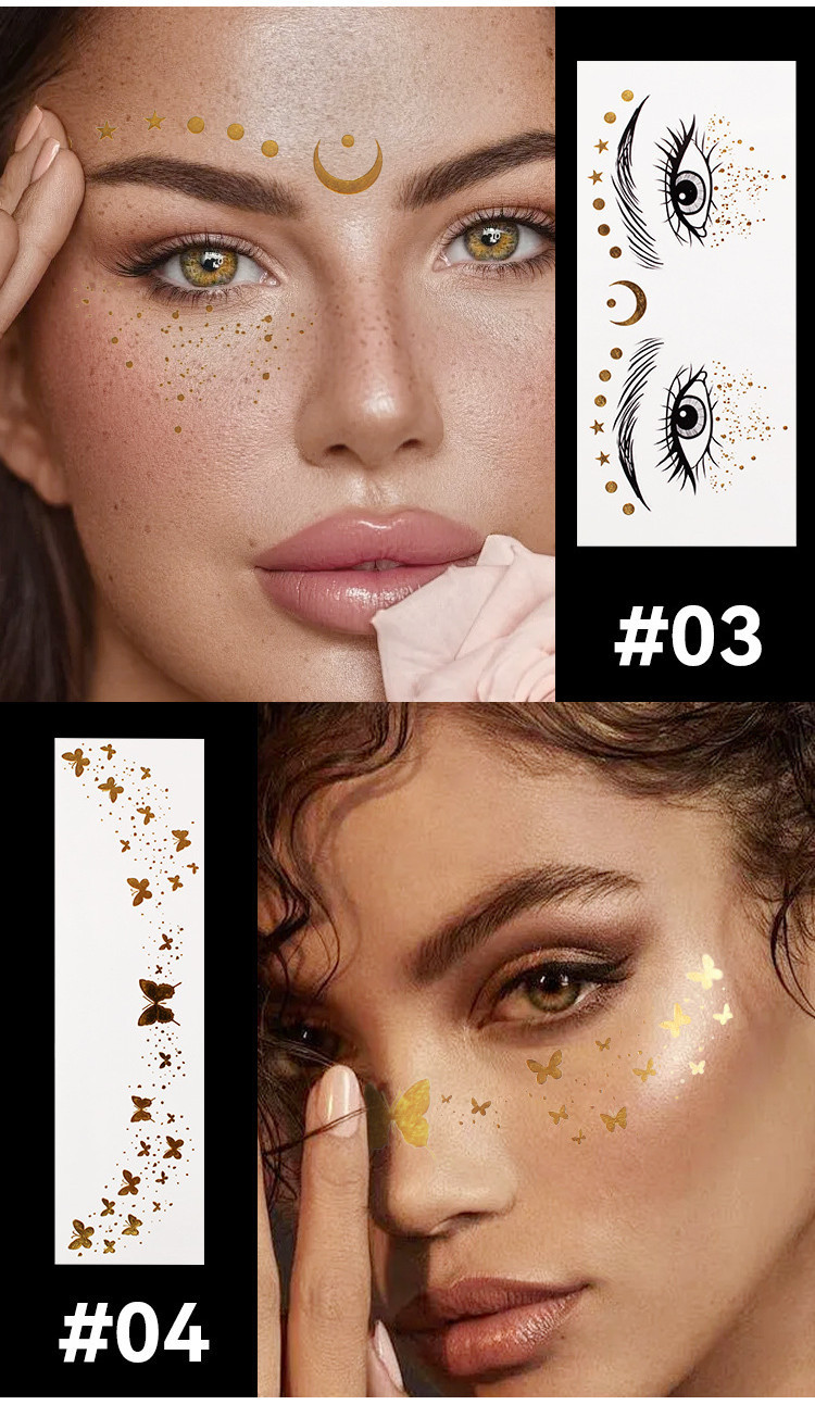 Glitter Freckles Face Tattoo, Glitter Freckles for Face, Gold Sparkle ...