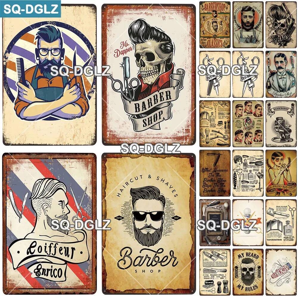 [SQ-DGLZ] Barber Shop Metal Sign Vintage Bar Decorative Metal Plaque ...