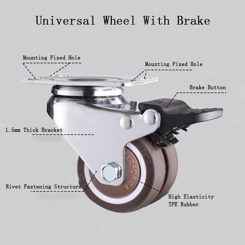 4Pcs Universal Swivel Casters Heavy Duty Furniture Wheel Castor Silent ...