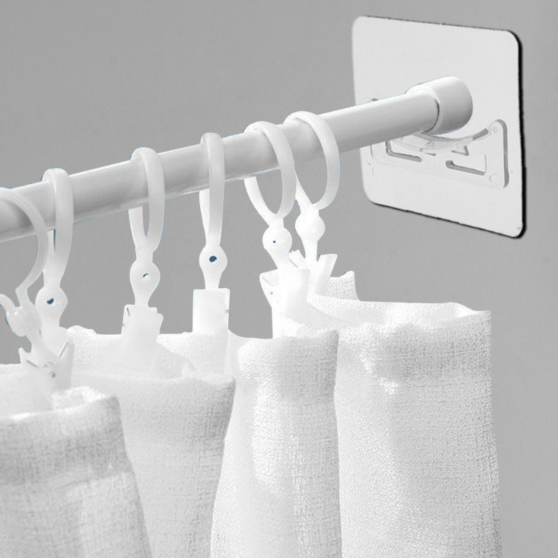 6Pcs Transparent Telescopic Rods Holder - Clothes Drying Rod Support ...