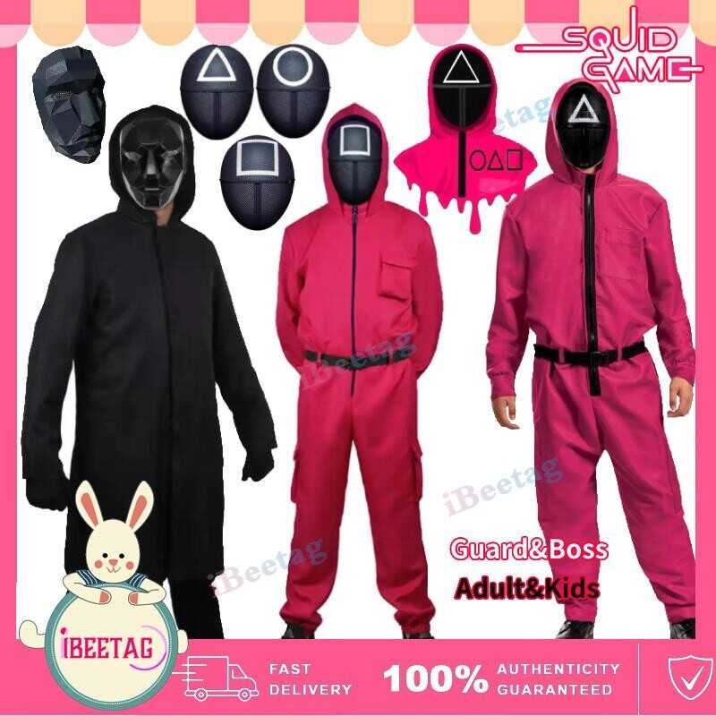 Squid Game Guard/ Cosplay Costume Adult&Kids Jumpsuit With Glove Mas ...