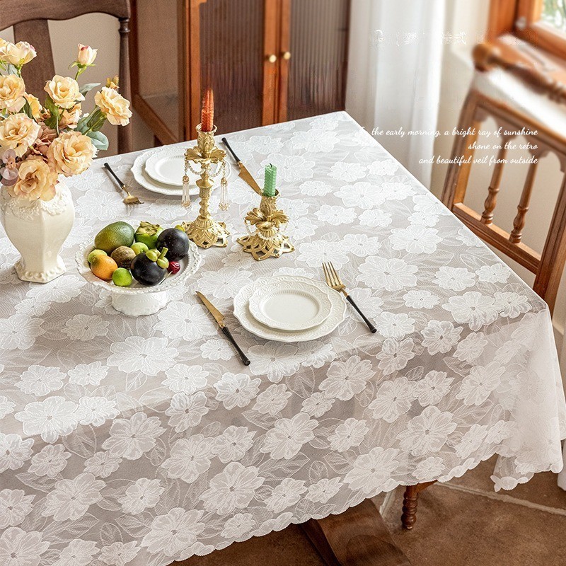 Tablecloth Lace White Long Tablecloth Suitable for Home Decoration ...