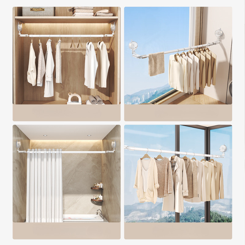 Suction Cup Folding Clothes Drying Rack for Balcony Without Punching ...